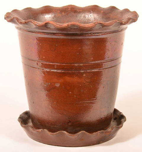 Pennsylvania Glazed Redware Flower Pot.