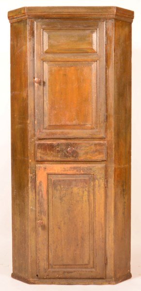 Primitive Softwood Corner Cupboard.