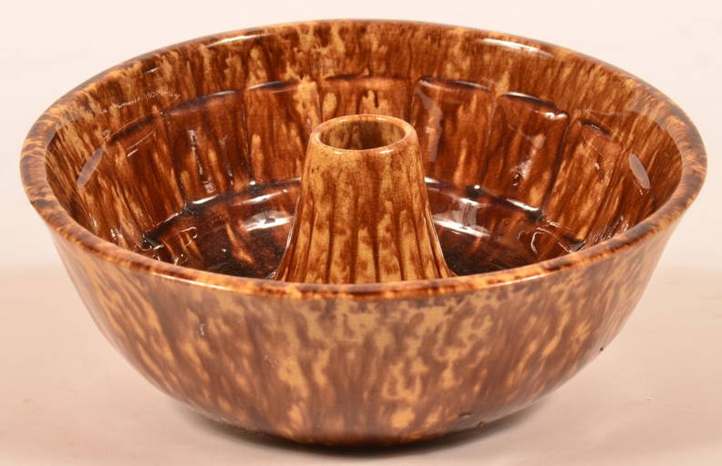 Rockingham Glazed Yellowware Turk's Mold.