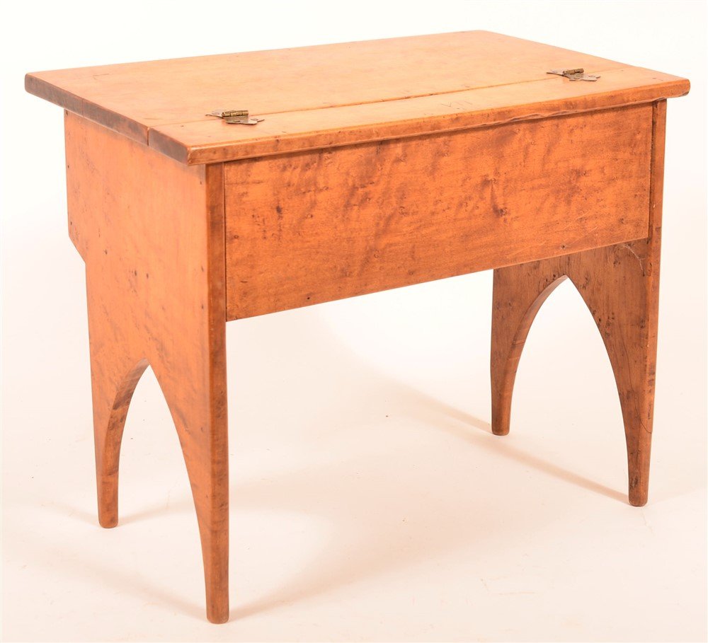Miniature Tiger Maple School Desk.