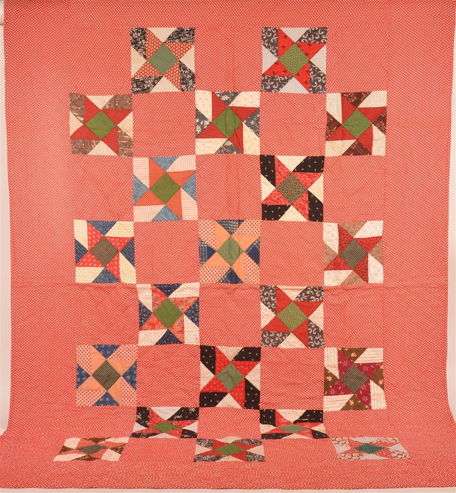 Vintage Geometric Block Pattern Quilt.