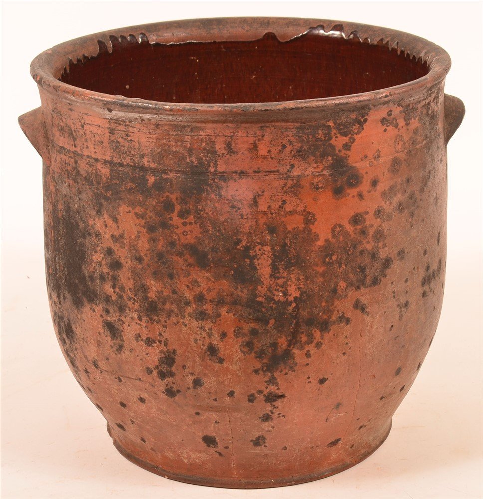 Interior Glazed Redware Storage Crock.