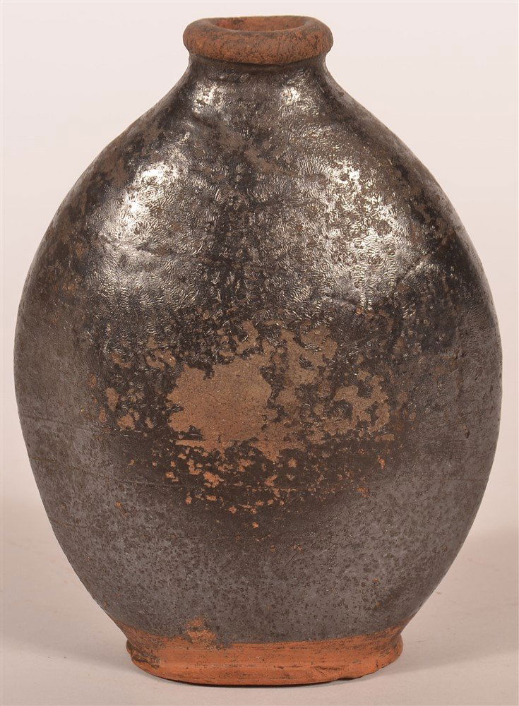 19th C. Glazed PA Redware Flask