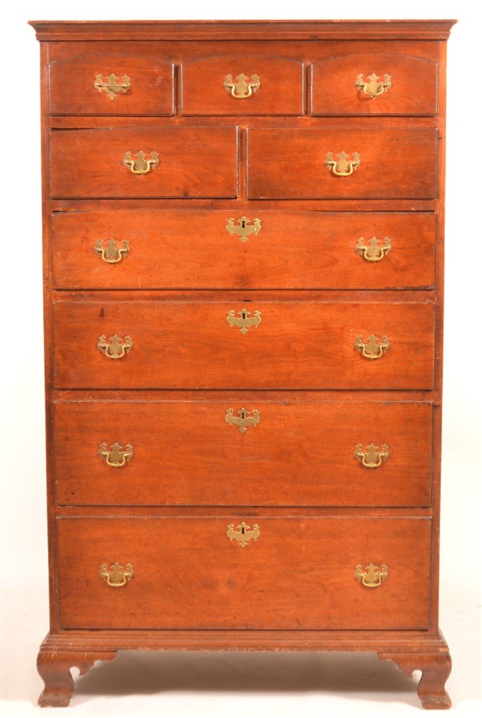 Chester Co. Pa Chippendale Walnut Tall Chest.
