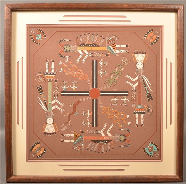 Navajo Ceremonial Yei Dancer Sand Painting.