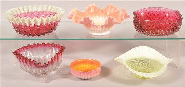 6 Various Victorian Art Glass And Pattern Glass Bowls.