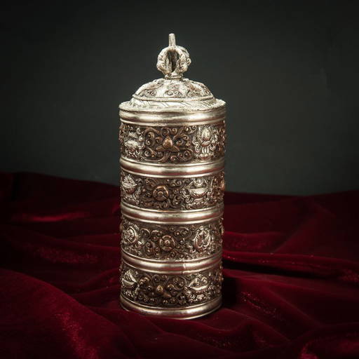 Antique Tibetan Bronze Religious Ceremonial Container