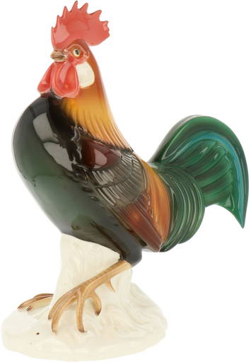 Goebel; An Earthenware Statue Of A Polychrome Rooster.