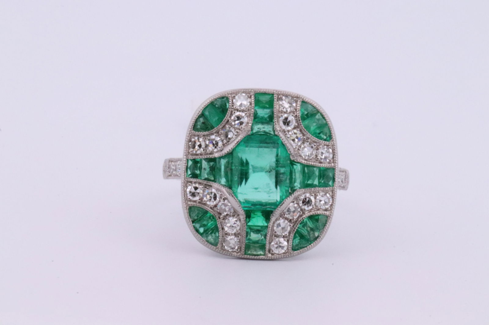 Diamond Platinum Emerald Ring