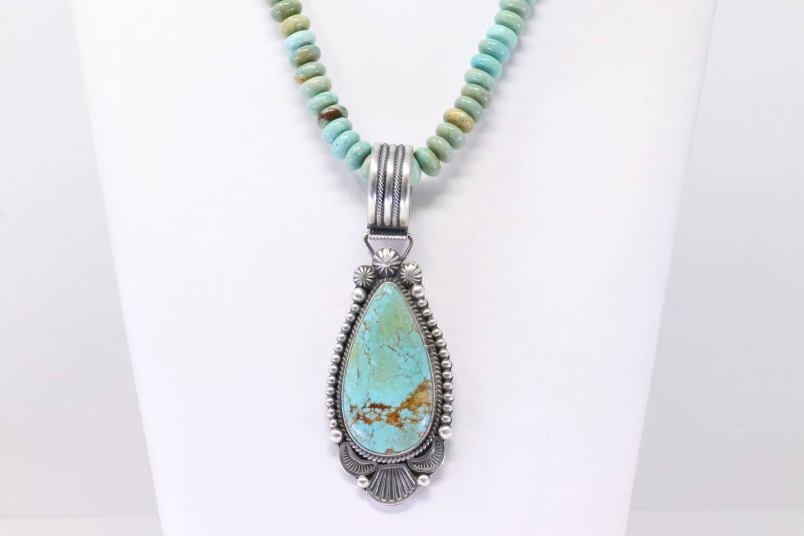 Native America Navajo Sterling Silver Kingman Turquoise Pendant. With ...