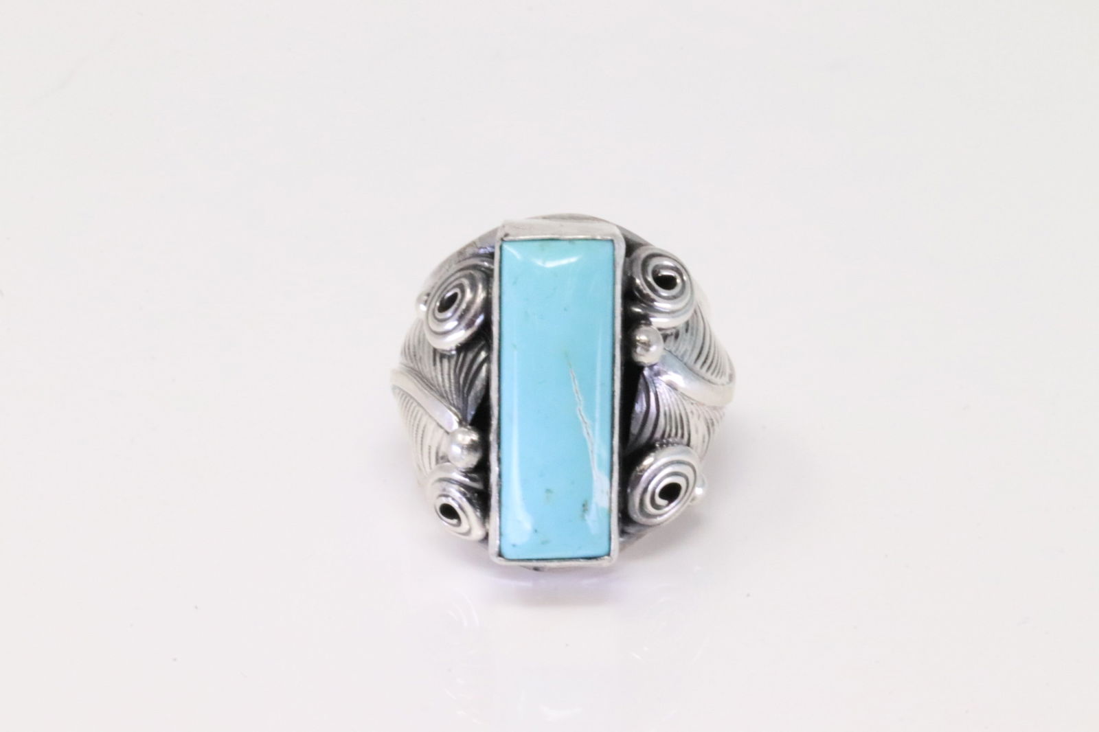 Native America Navajo Sterling Silver Turquoise Ring By Darrell Morgan. Auction