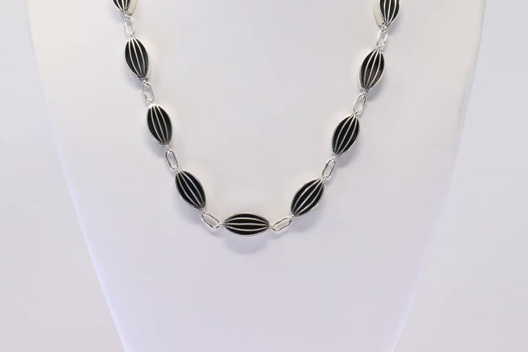 Native America Navajo Sterling Silver Contemporary Necklace By James Bahe.