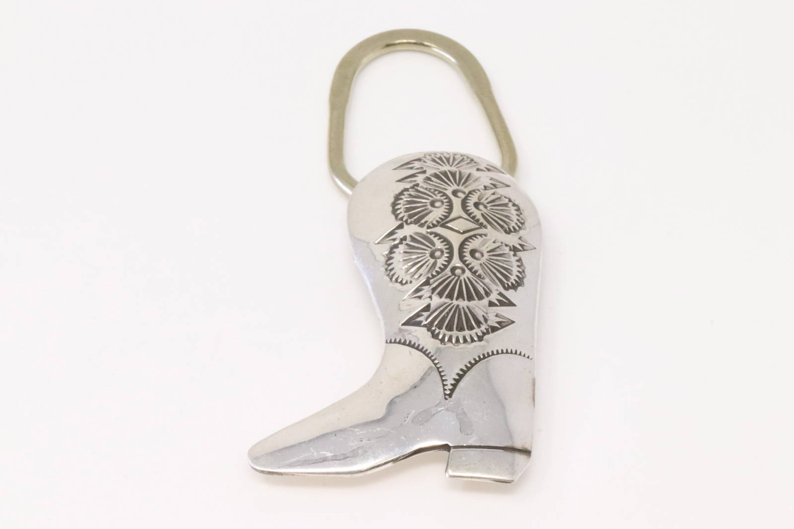 Native America Navajo Sterling Silver Boot Key Chain. Auction