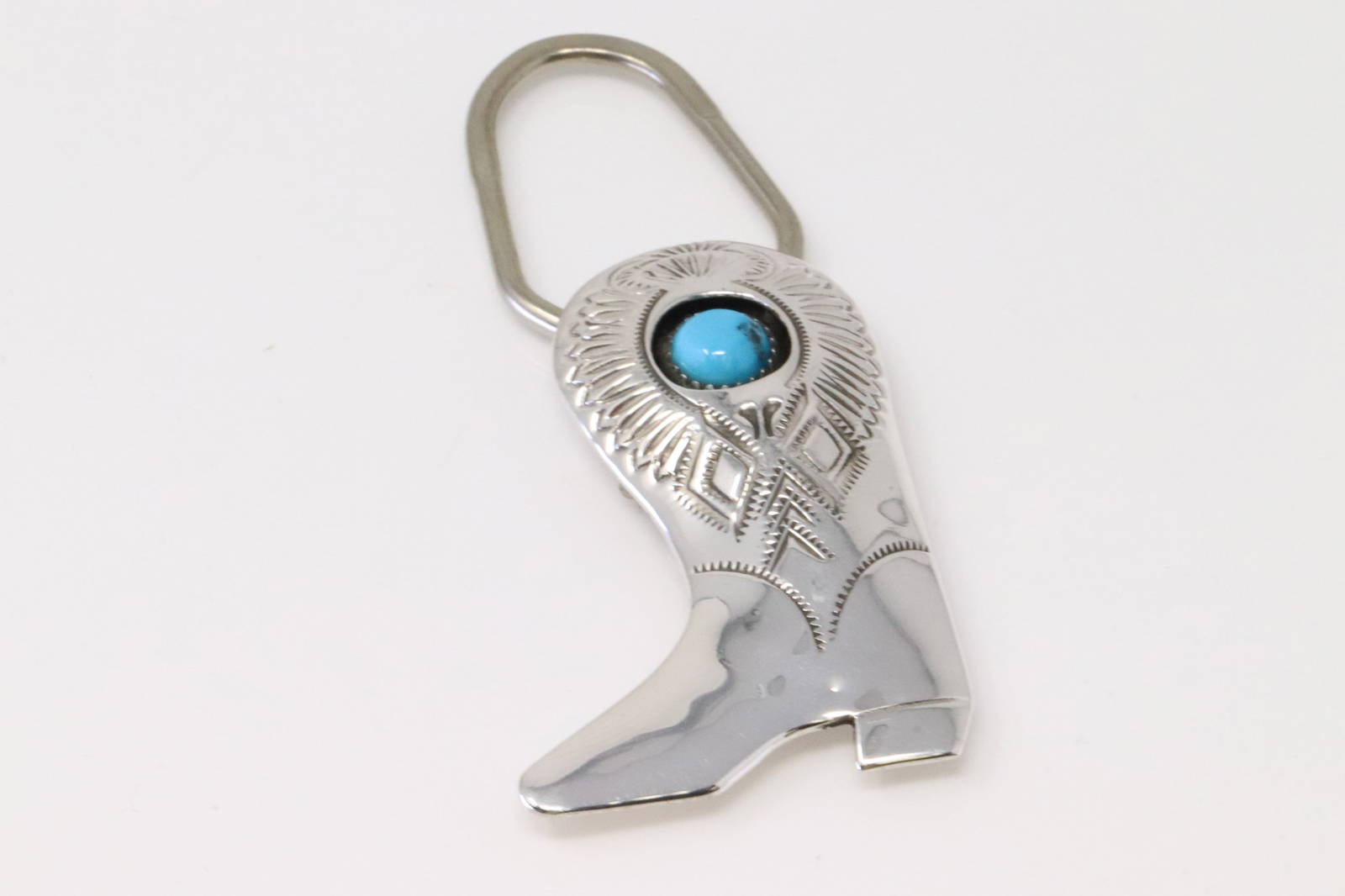 Native America Navajo Sterling Silver Turquoise Boot Key Ring By ...