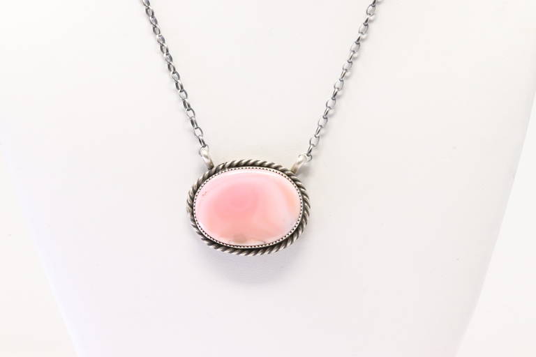 Native American Navajo Sterling Silver Pink Concho Shell Necklace By ...