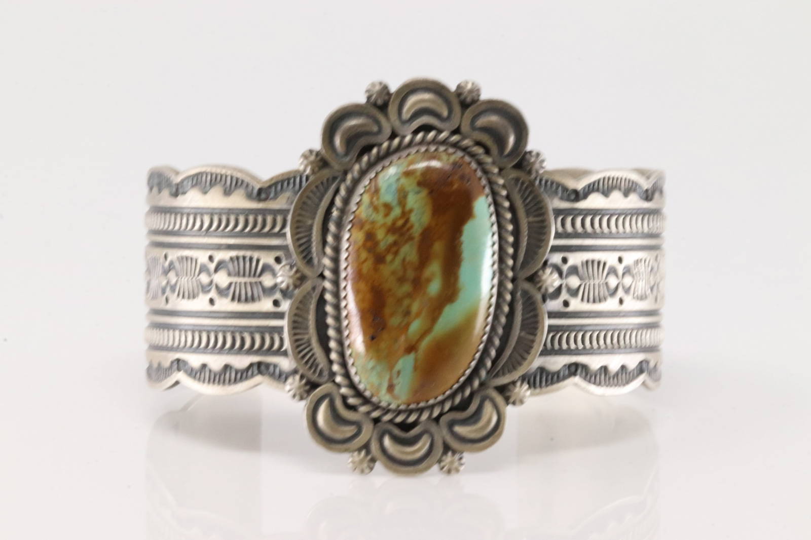 Native America Navajo Sterling Silver Kingman Turquoise Bracelet Cuff ...