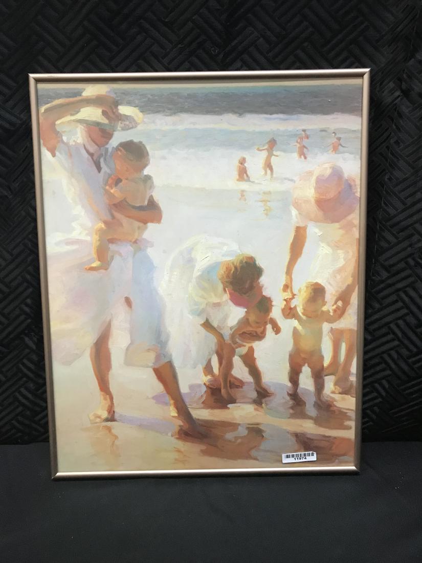 Framed Art Print John Asaro Family At The Beach