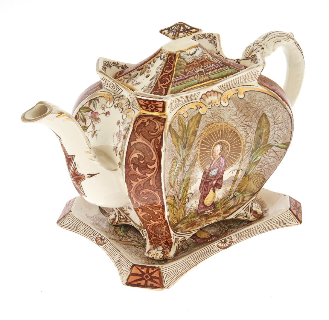 English Porcelain Transferware Teapot