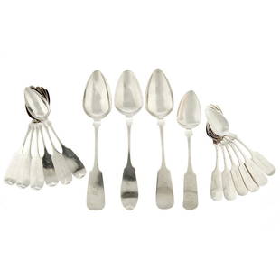 A Set Of 6 Fiddle Pattern And Crested Table Spoons
