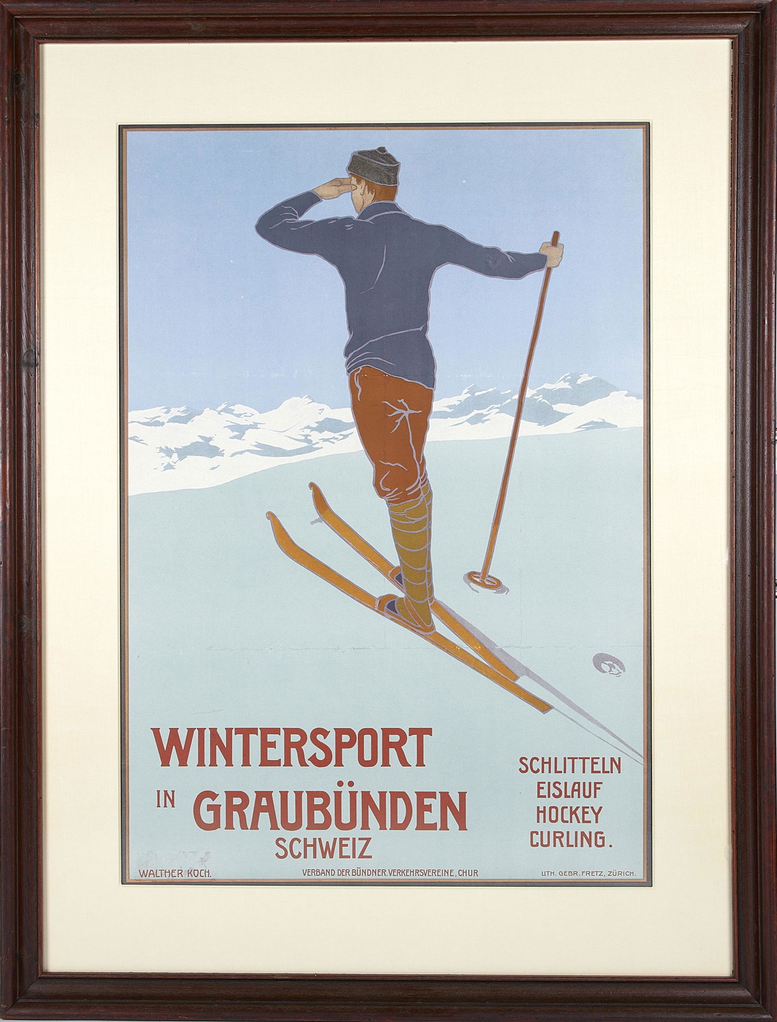 Wintersport In Graubünden, Vintage Travel Poster