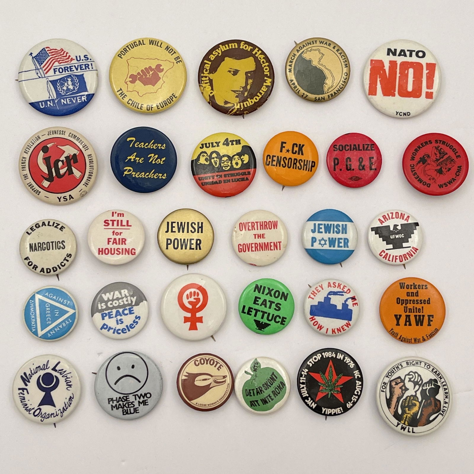 Very Large Group Of 60s 80s Activism Protest Buttons