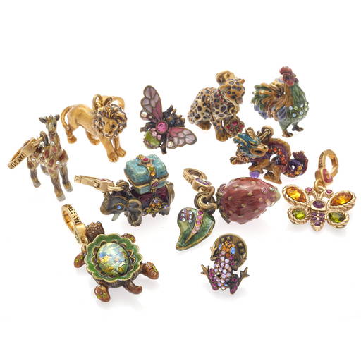 Collection Of Eleven Jay Strongwater Charms And Pins