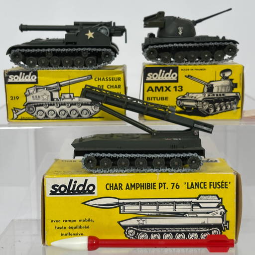 Group Of Five Boxed Solido Military Vehicles, All die cast metal ...