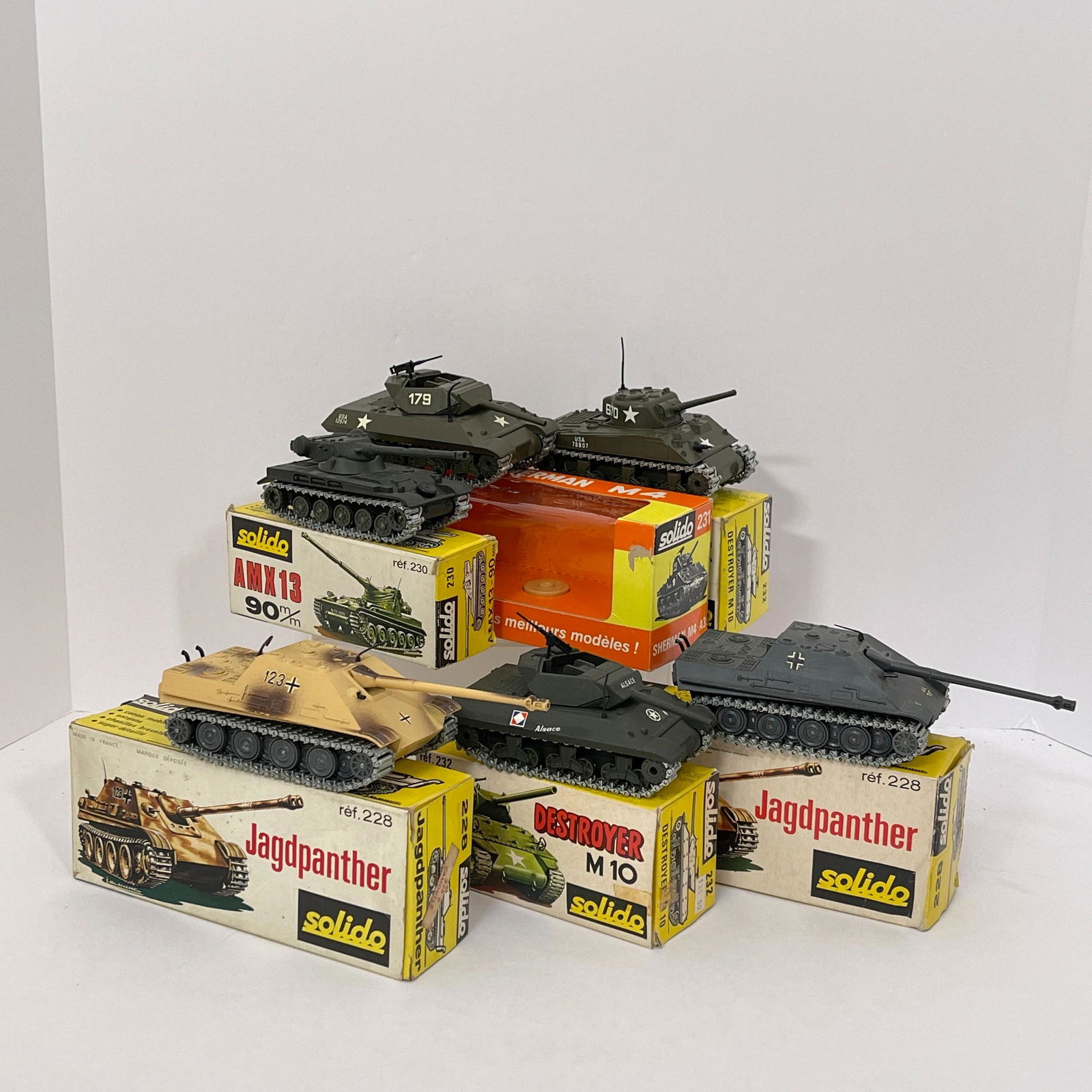 Group Of Six Boxed Solido Military Vehicles, All Die Cast Metal ...