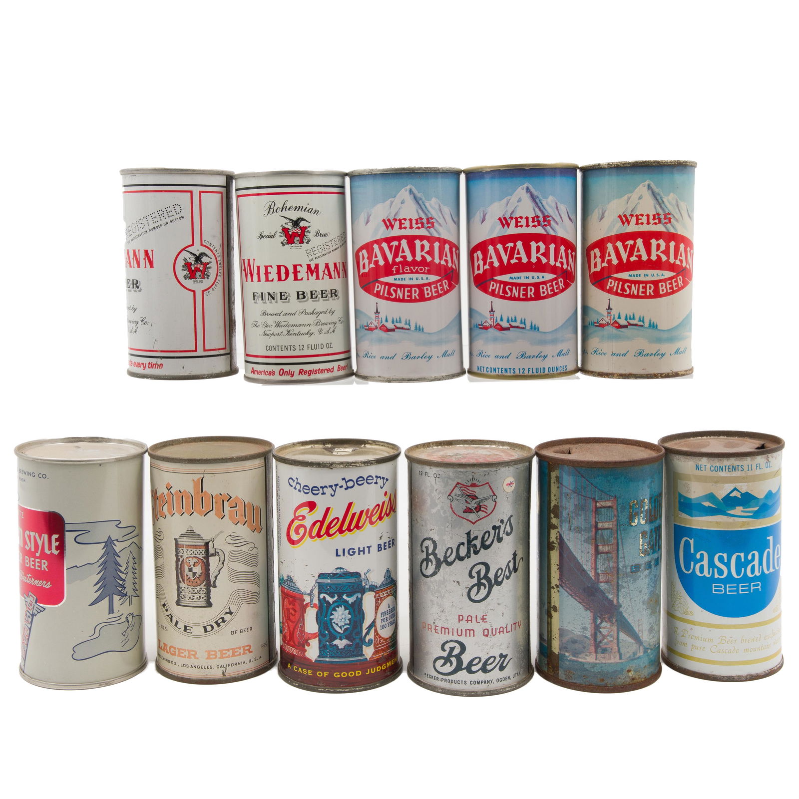 (lot Of 10) Early Beer Cans