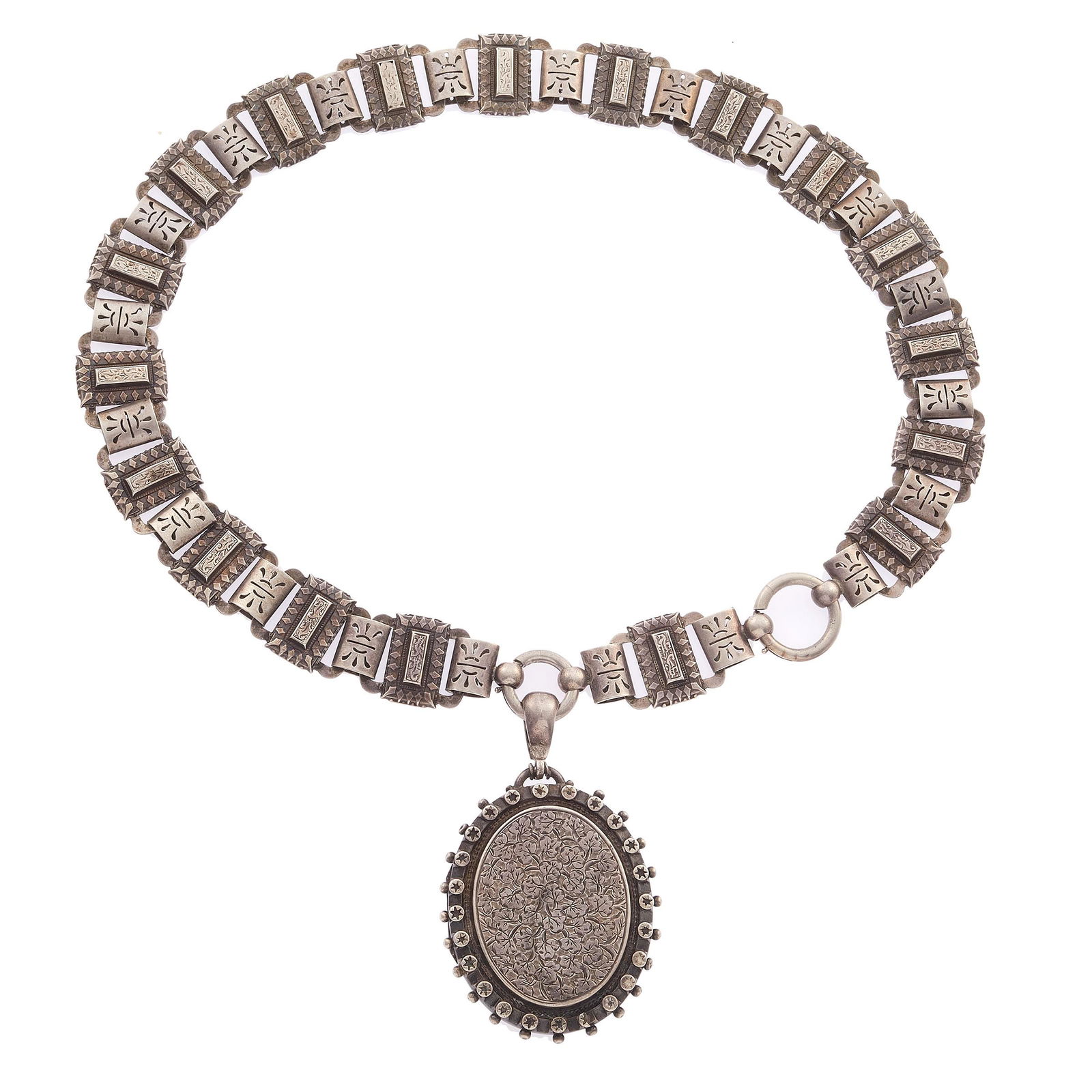 Victorian Sterling Silver Locket And Chain