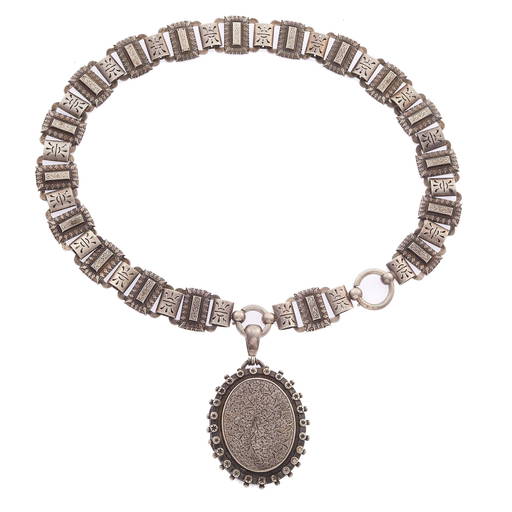 Victorian Sterling Silver Locket And Chain