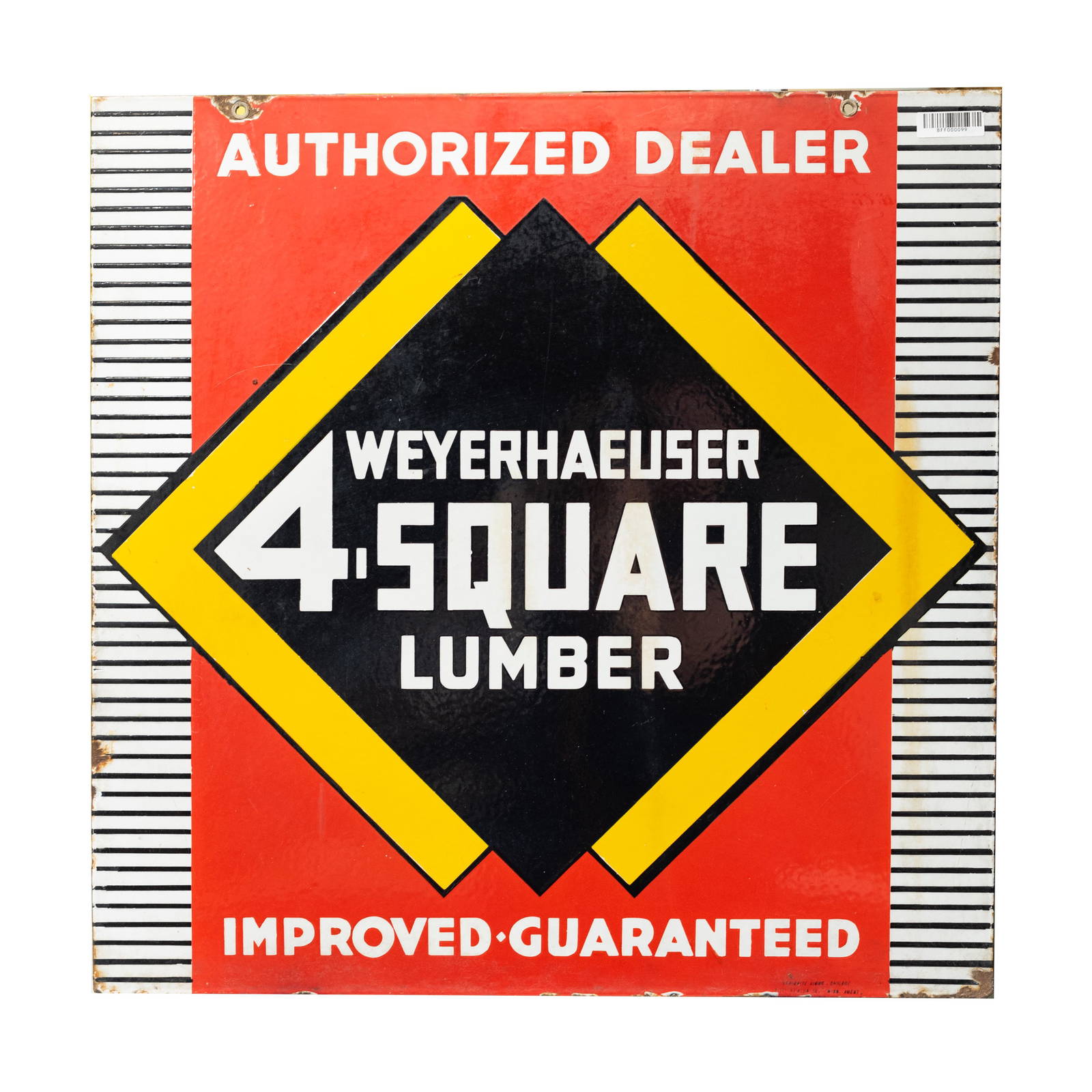 Weyerhaeuser 4-square Porcelain Enamel Sign Auction