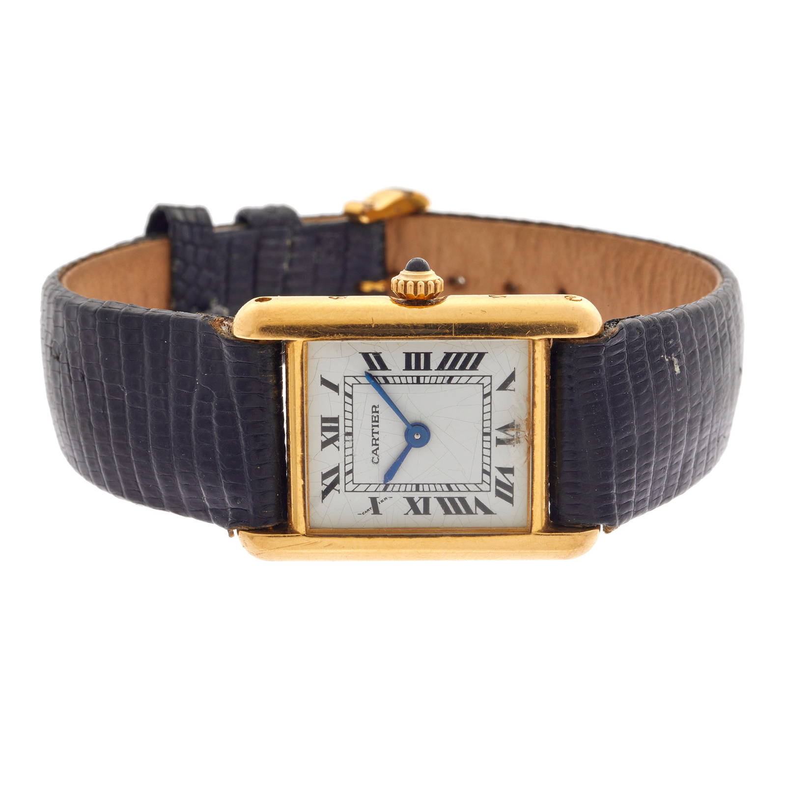 Ladies Cartier 18k Yellow Gold Tank Watch Auction