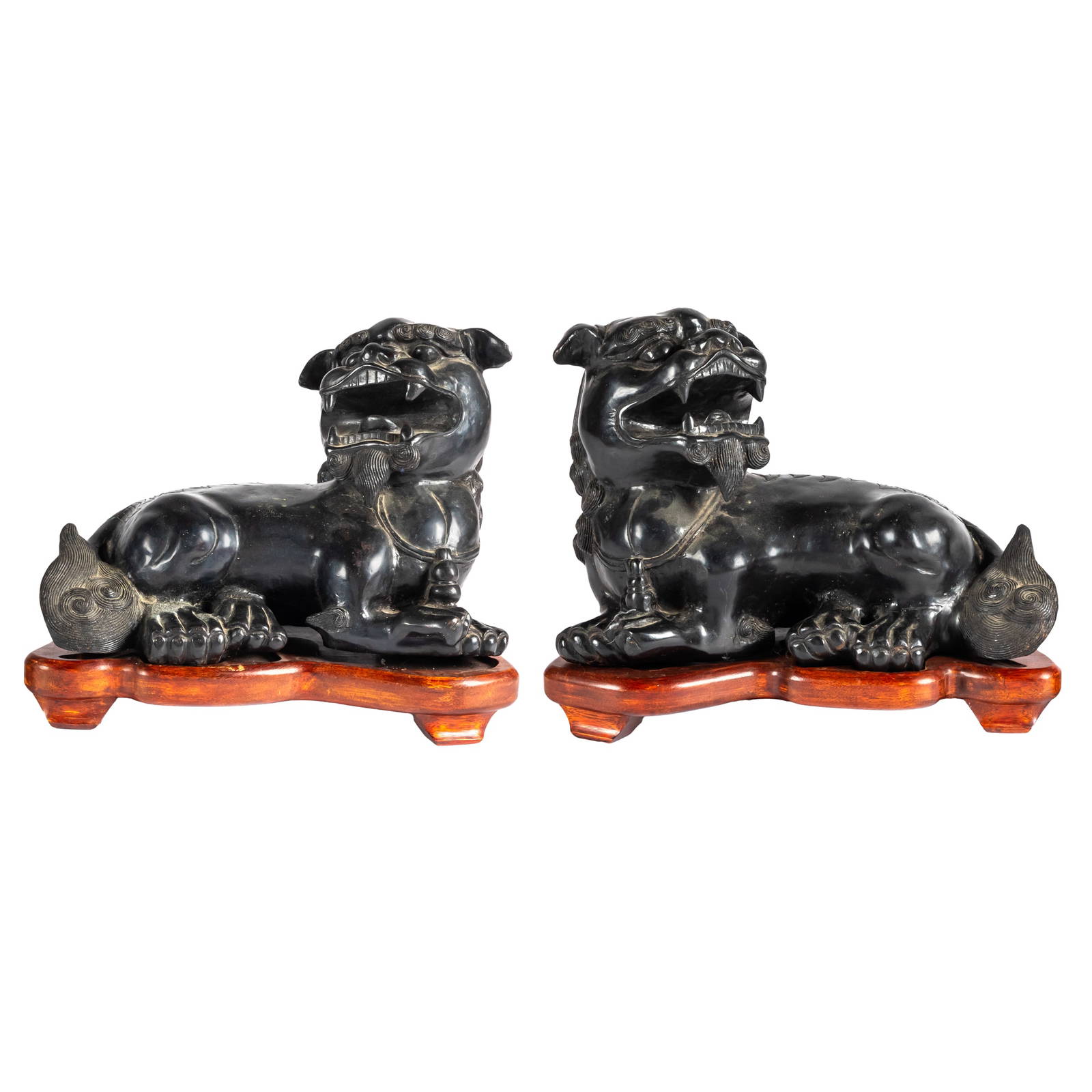Pair Of Chinese Bronze Fu Dogs Auction
