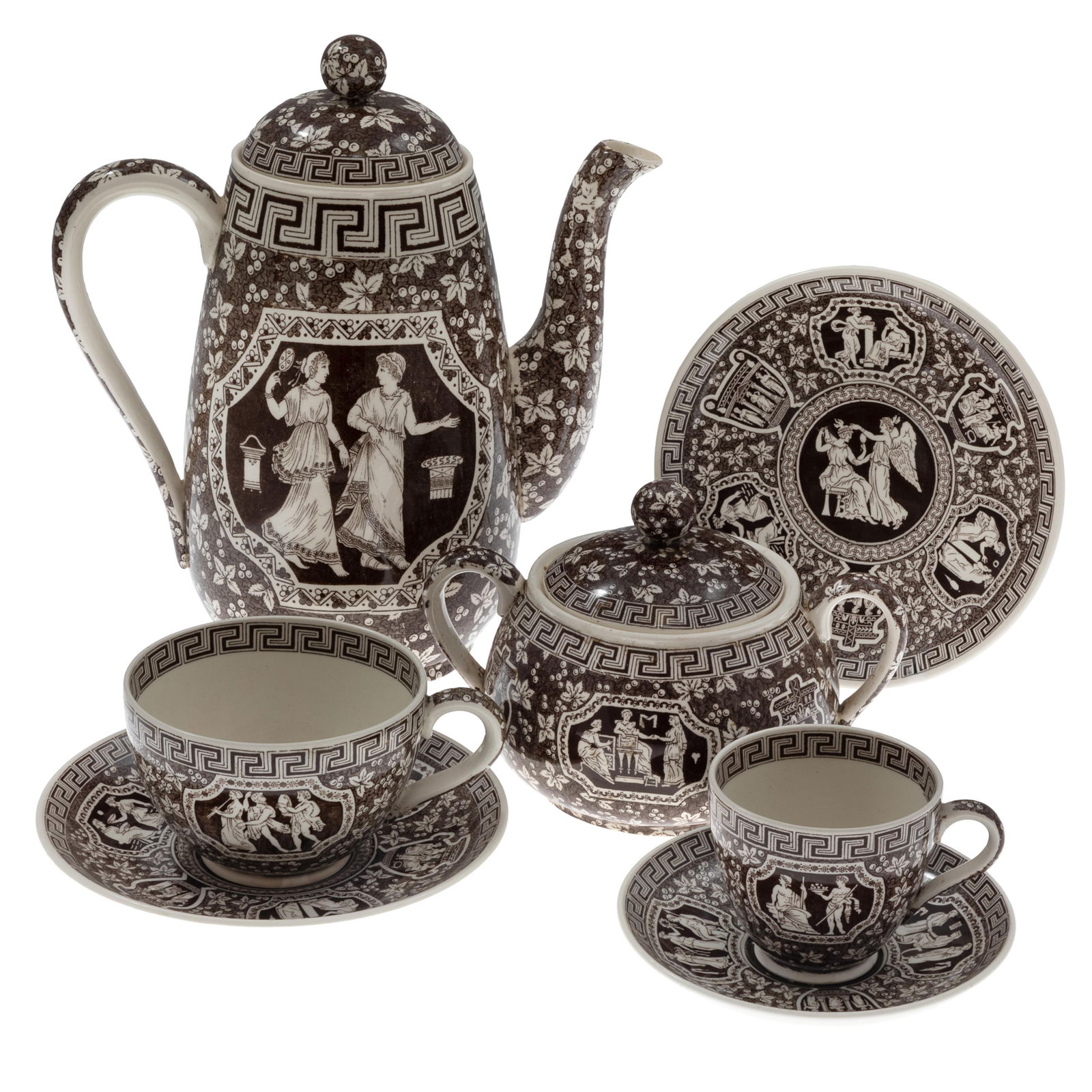 Copeland Spode Porcelain 'brown Greek' Pattern Auction