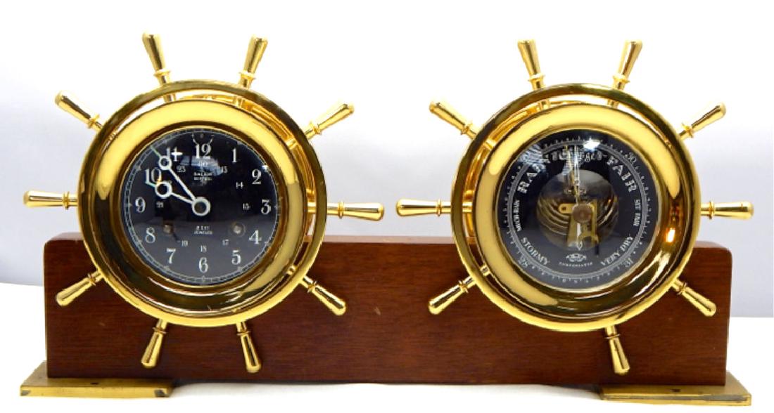 Salem Ships Bell 8-Day Jeweled Clock & Barometer