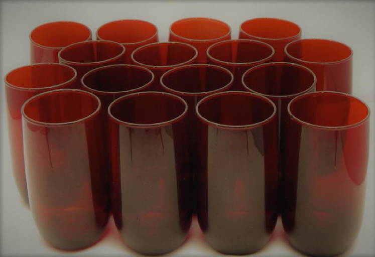 Set Of 16 Vintage Ruby Red Water Glasses