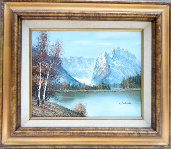 K. Bowman Winter Lake Scene Oil On Canvas