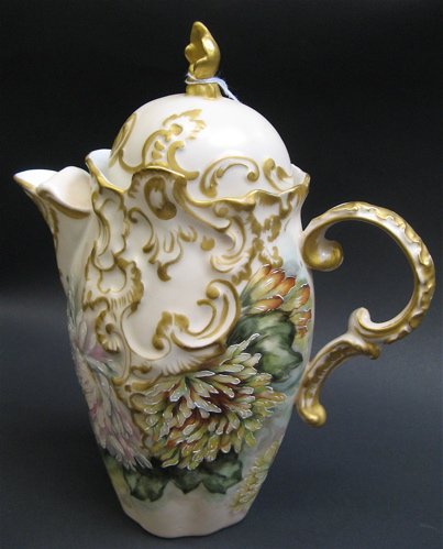 335: VIENNA AUSTRIA PORCELAIN PITCHER, hand painted ch