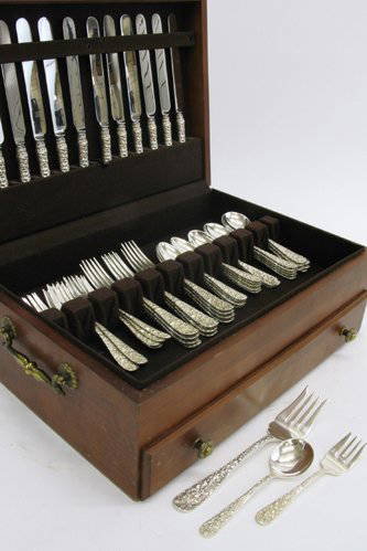 American Steiff Sterling Silver Flatware Set, 61 P
