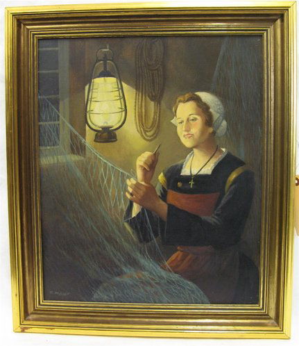 610: R. HOUY OIL ON CANVAS (Dutch, 20th century) Woma