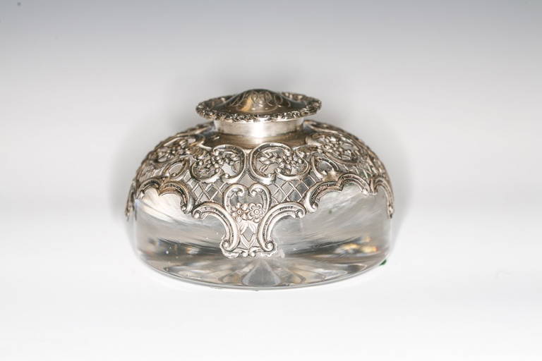 William Comyns Sterling & Glass Inkwell