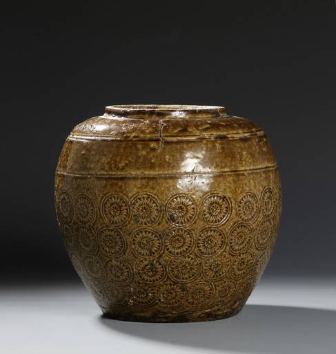 Chinese Brown Glazed Stoneware Mataban Jar