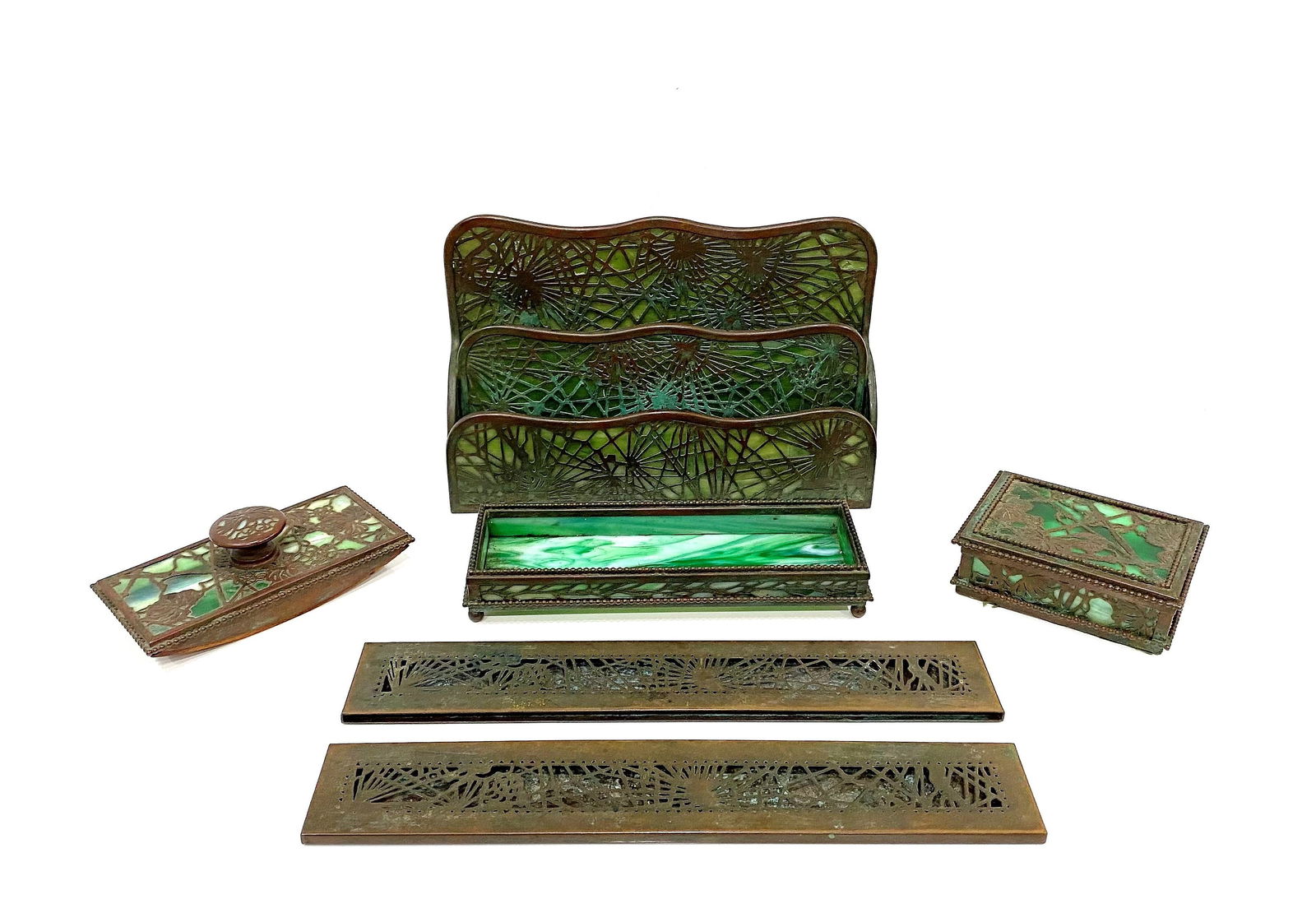 5 -Piece Tiffany Studios Desk Set in Pine Needle - Nov 09, 2022 | Coral Gables Auction in FL