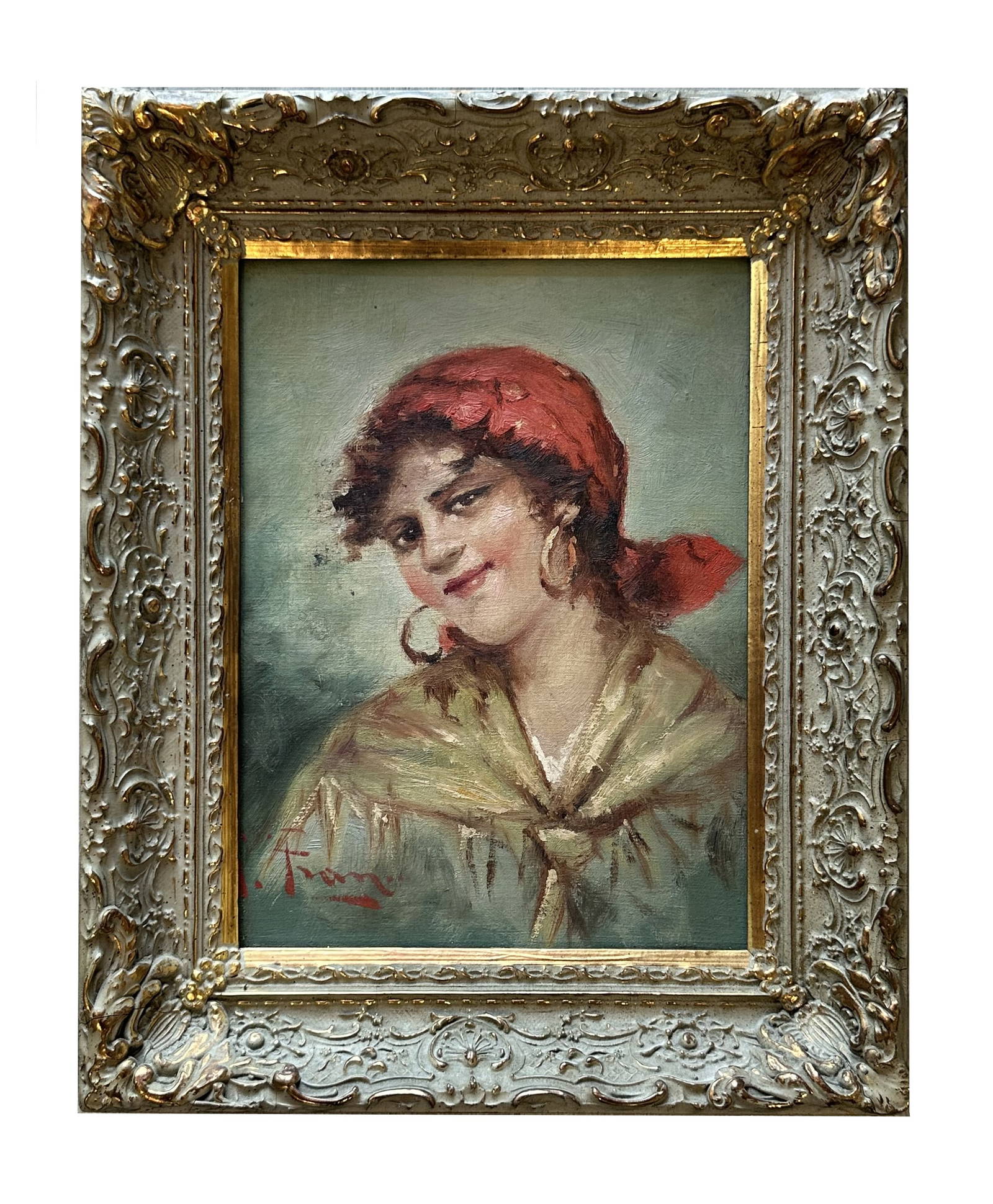 Antique Neapolitan Female Portrait Painting Auction