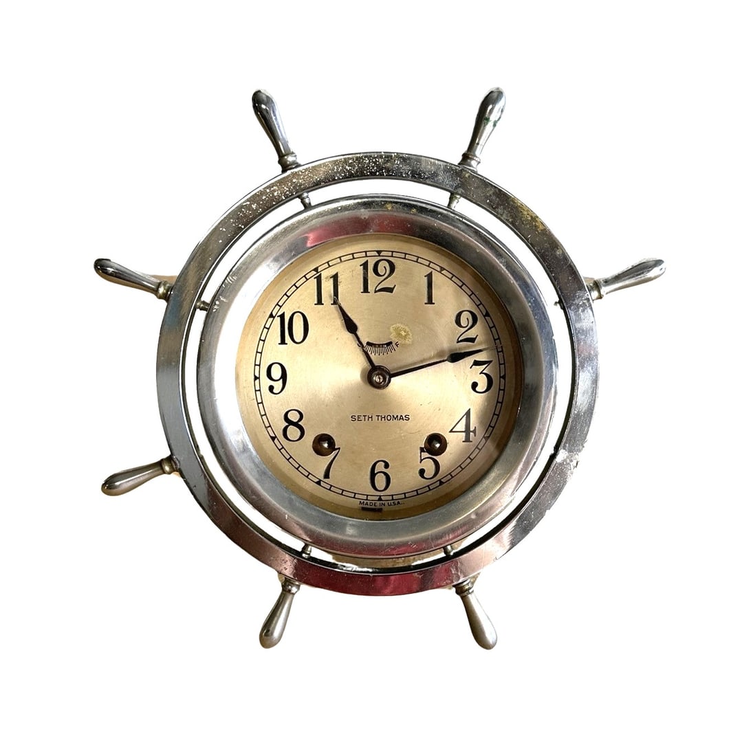 Vintage Seth Thomas Mayflower 3 Brass Ships Wheel Clock Auction