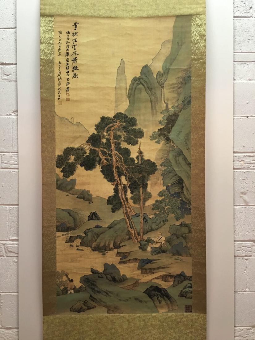 Hanging Scroll of Landscape Painting with A Man resting