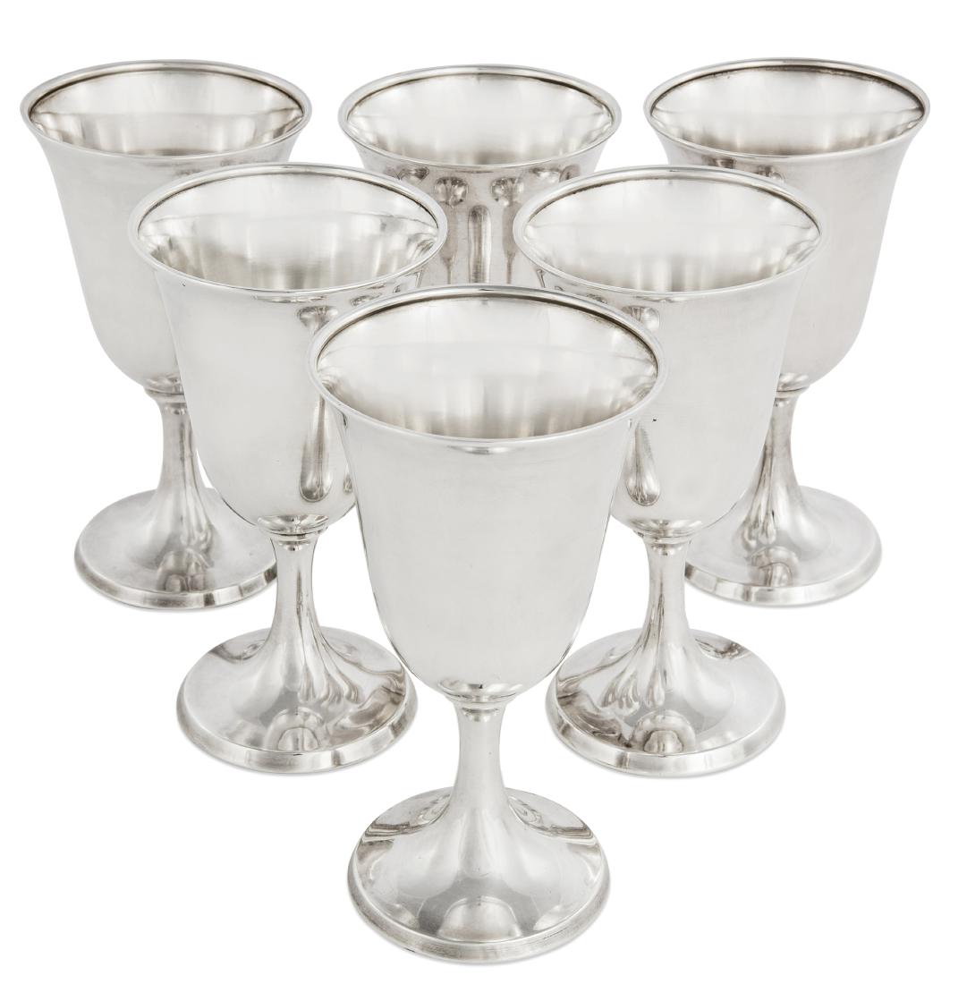 A set of six American sterling silver goblets By