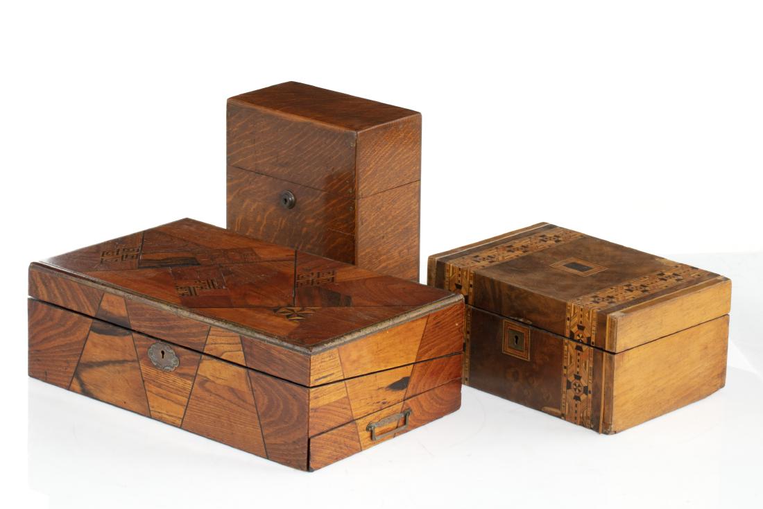 A group of three table boxes