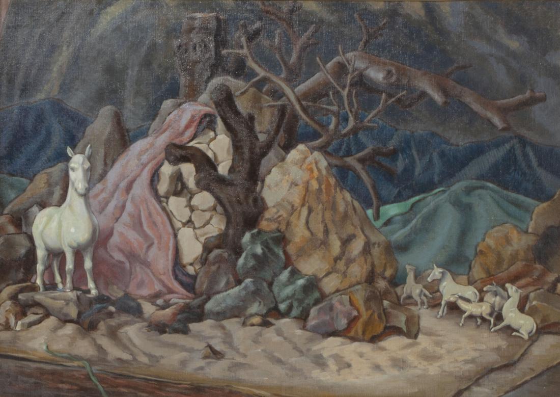 Stanley Edwards, oil, Landscape with Horses